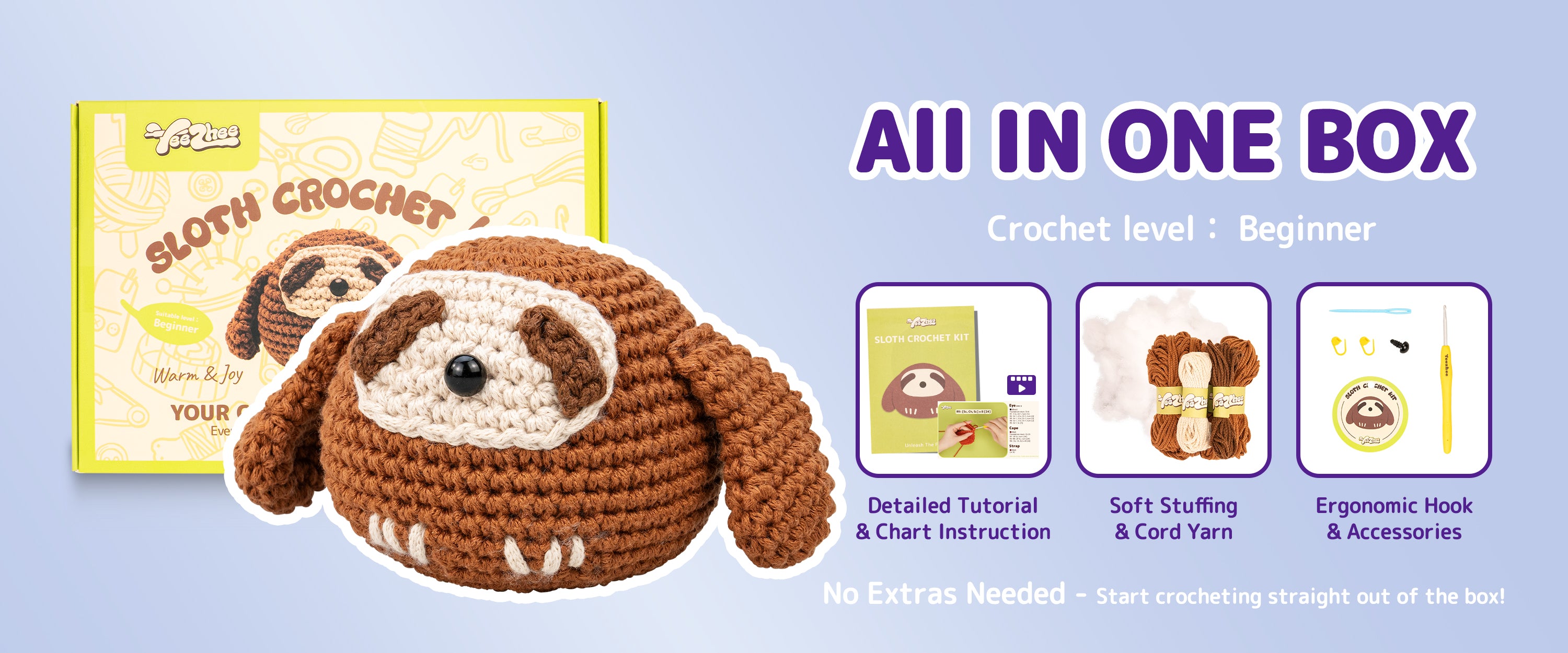Moss The Sloth Crochet Kit – Yeezhee